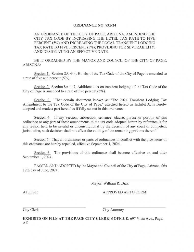 Ordinance No. 731-24 Adopted – City of Page