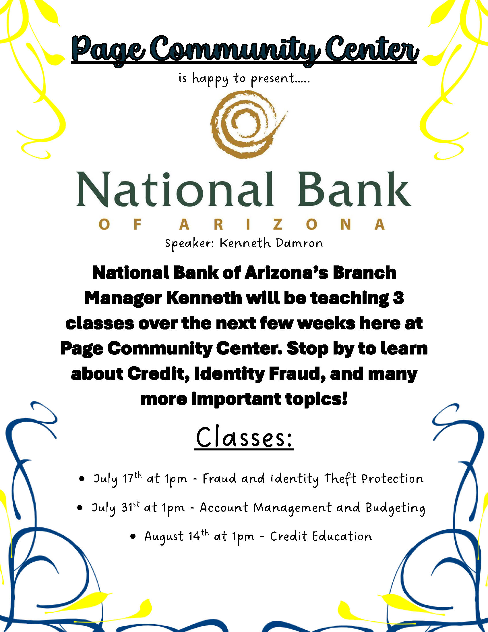 National Bank of Arizona Classes – City of Page
