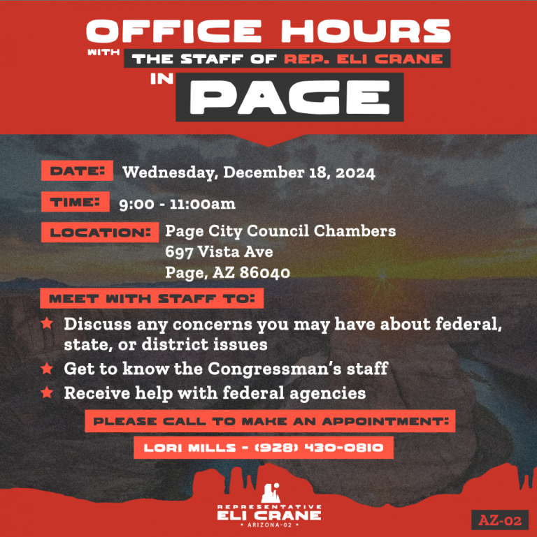 Meet with Staff of Congressman Eli Crane – City of Page