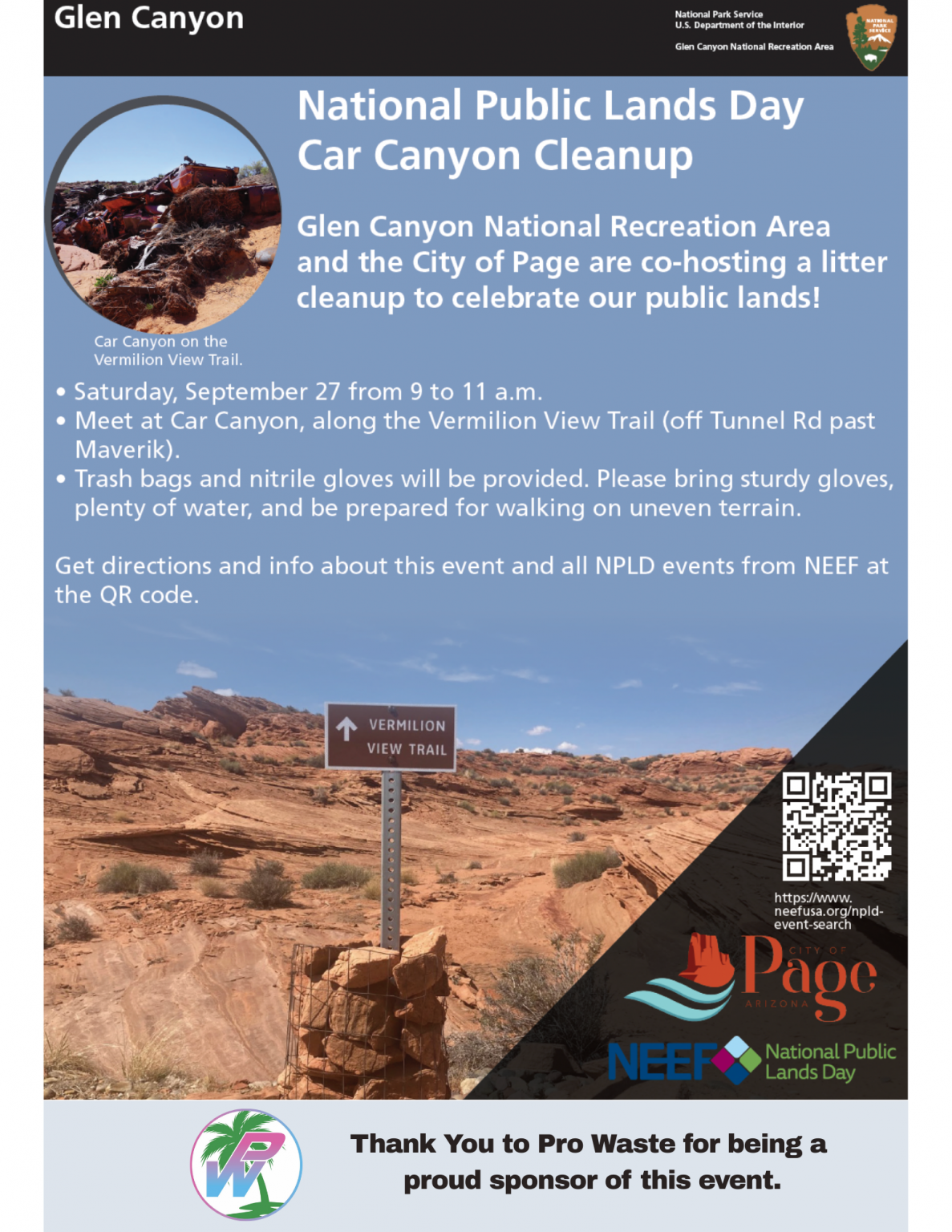 National Public Lands Day – Car Canyon Cleanup – City of Page